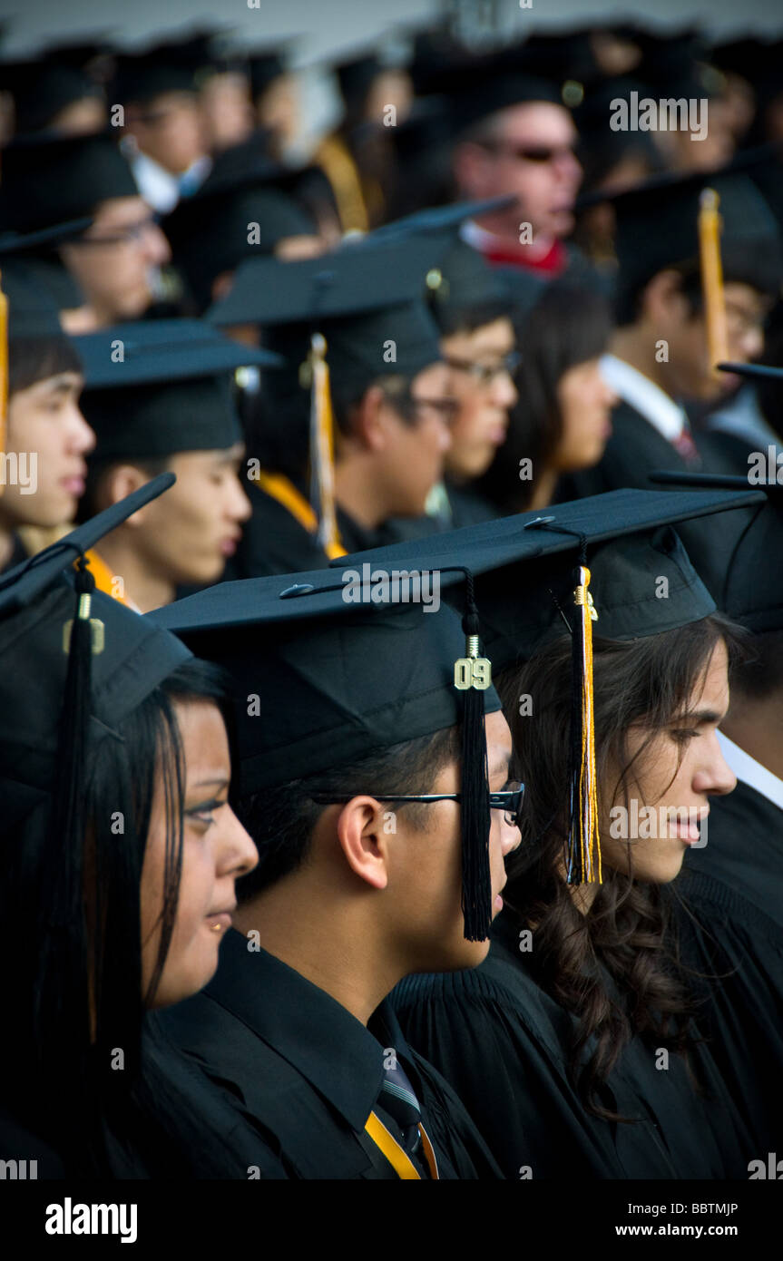 hispanic asian white high school graduation grad teen Stock Photo - Alamy