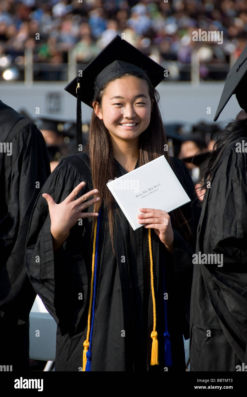 high school graduation grad asian american teenager teen Stock Photo ...