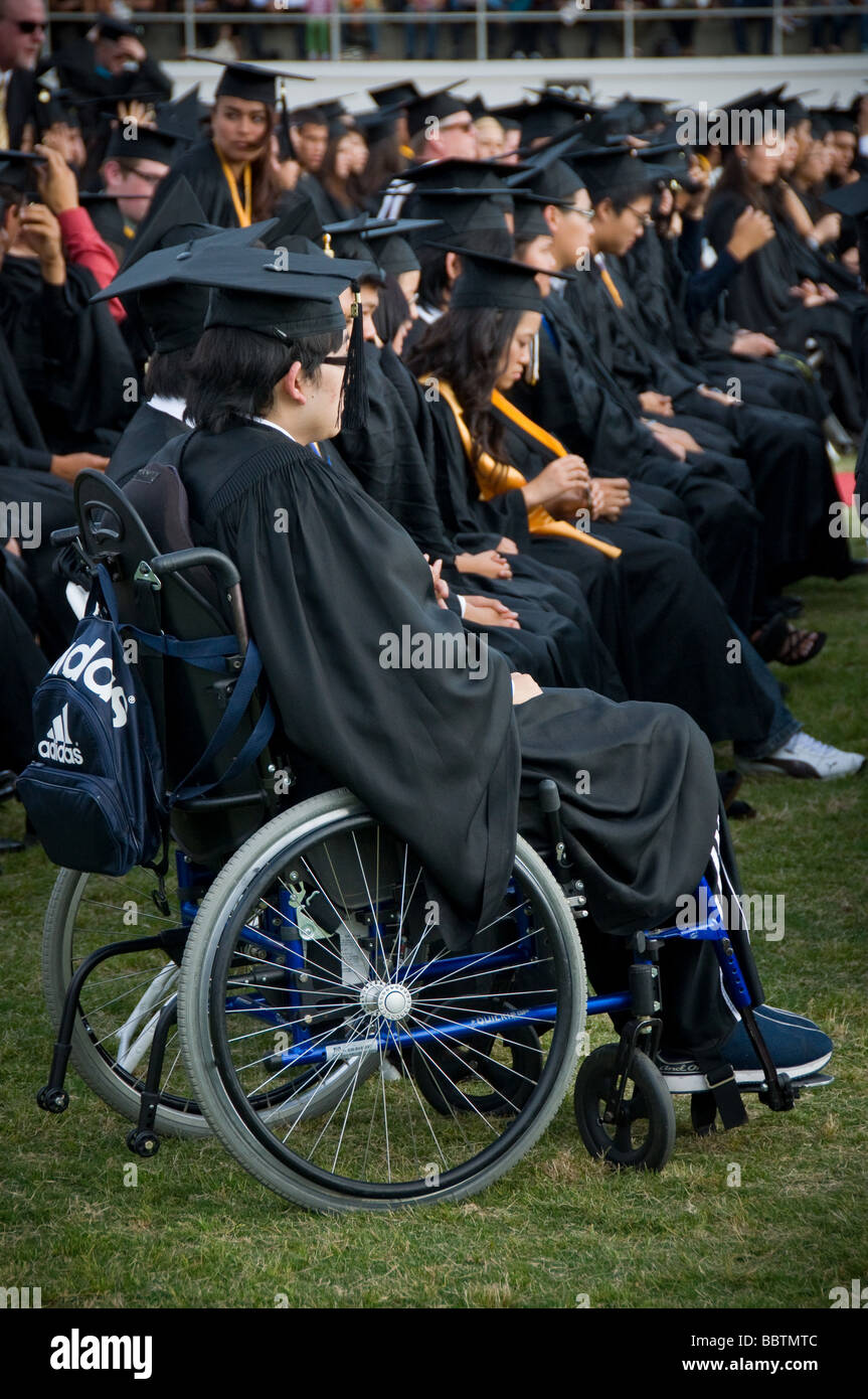 disabled asian teen high school graduation grad wheelchair Stock Photo ...