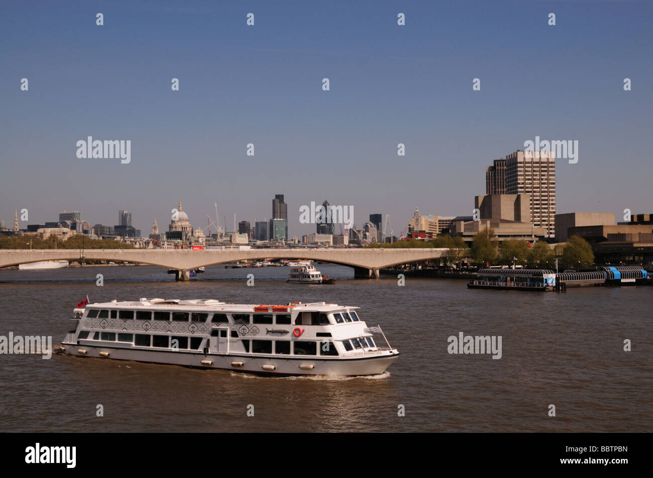 Cruiser on River Thames London England Stock Photo - Alamy