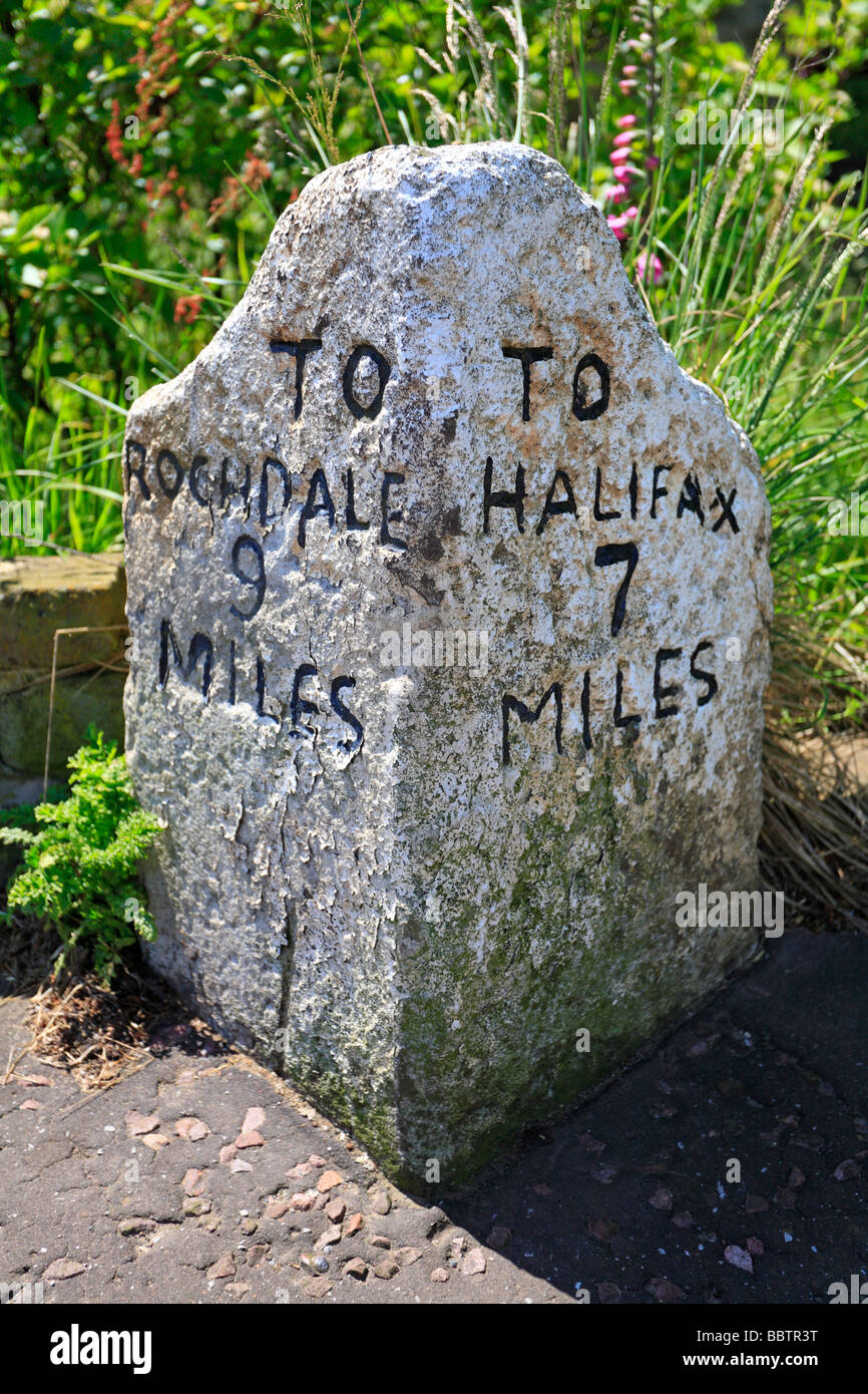 Ancient milestone, Ripponden, Calderdale, West Yorkshire, England, UK ...