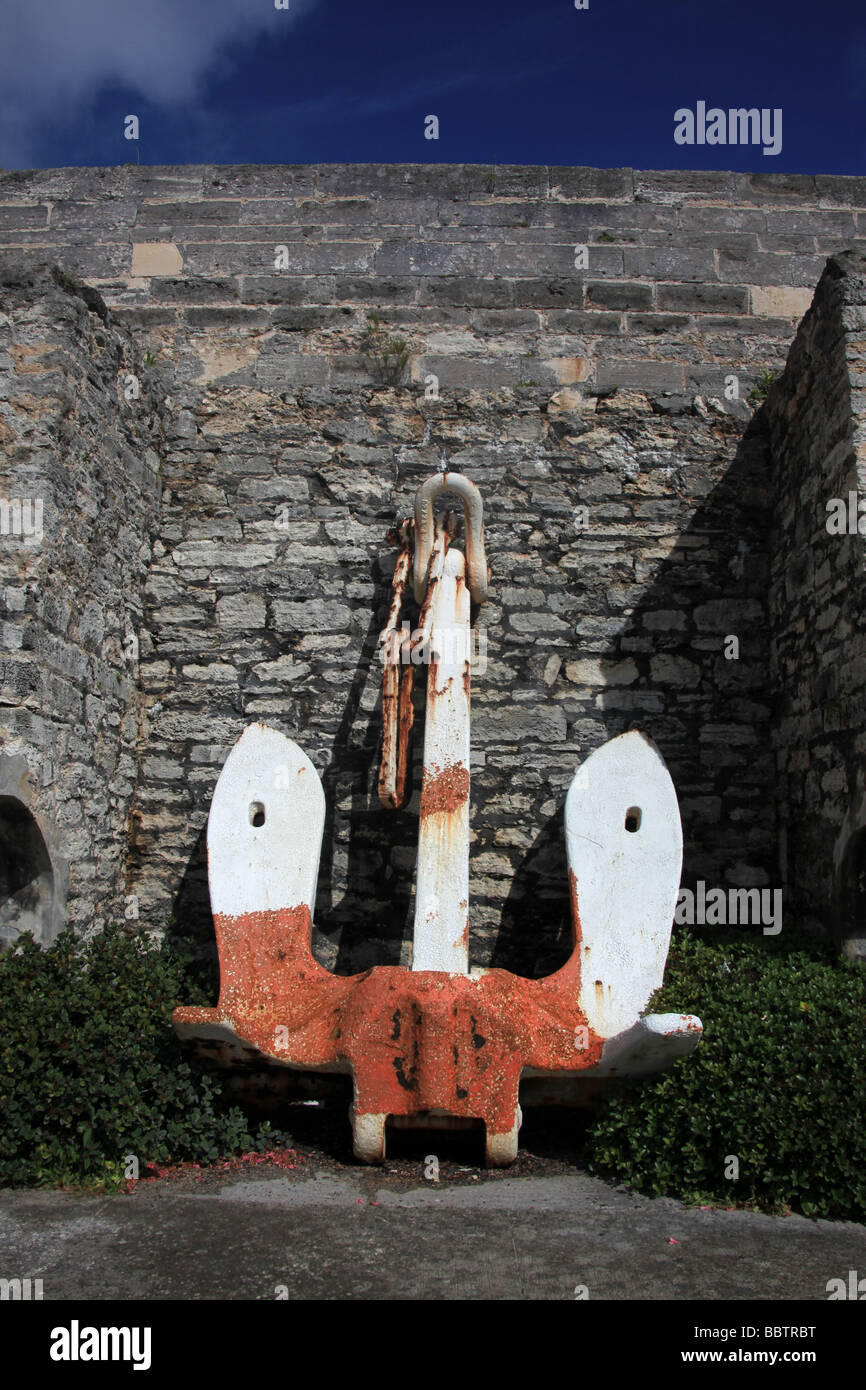 Large anchor on display at the Royal Naval Dockyard in Bermuda Stock ...