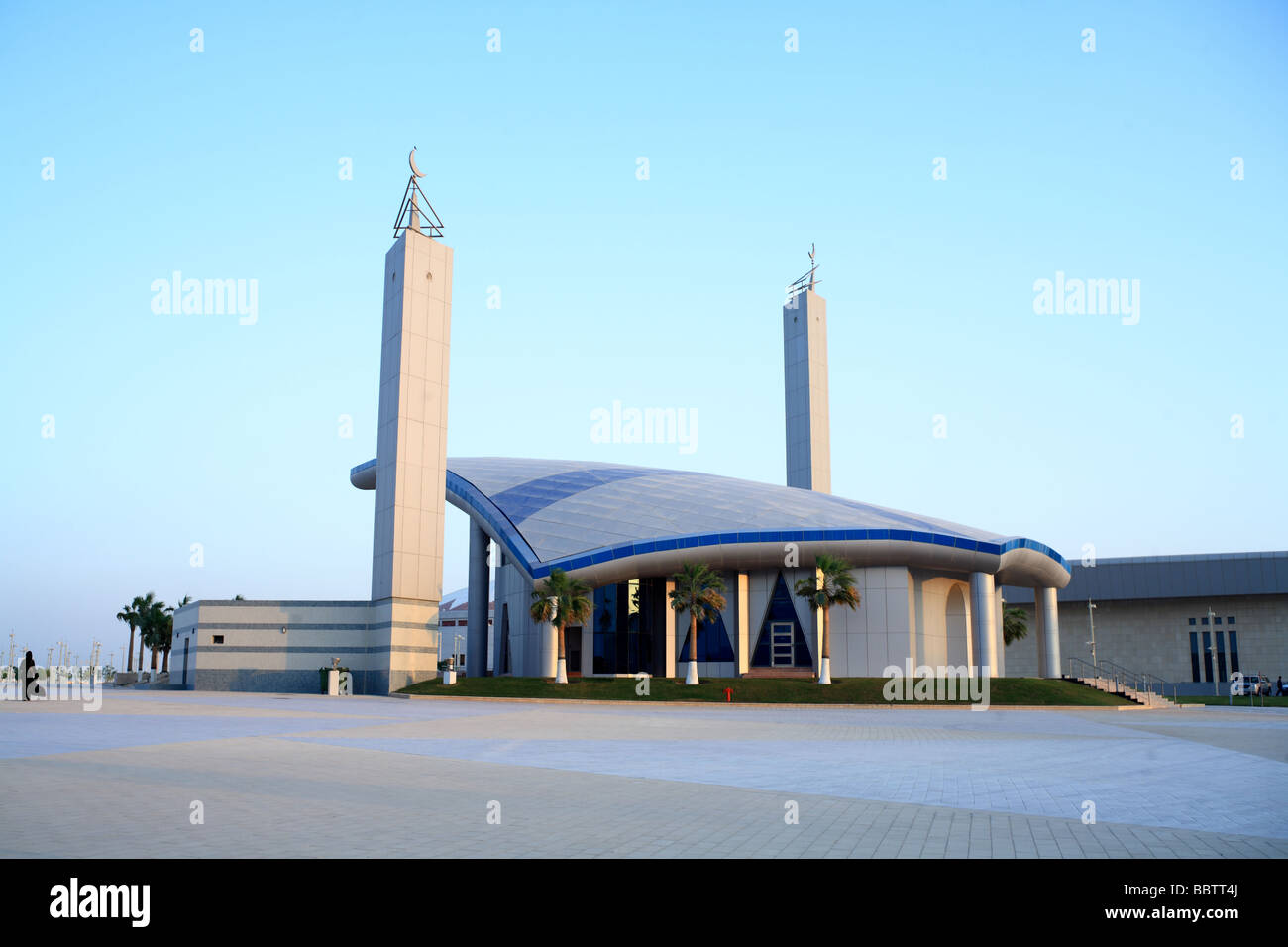 The mosque outside the Khalifa sports stadium at Aspire Academy in Doha ...