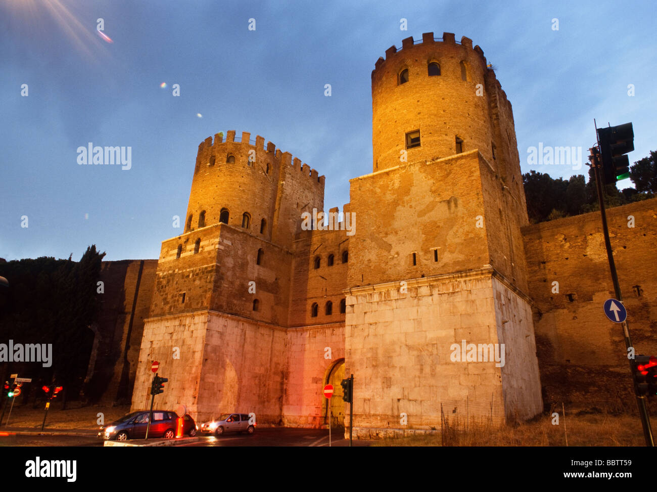 Rome, Italy. Porta San Sebastiano on the Aurelian Walls, by sunset ...