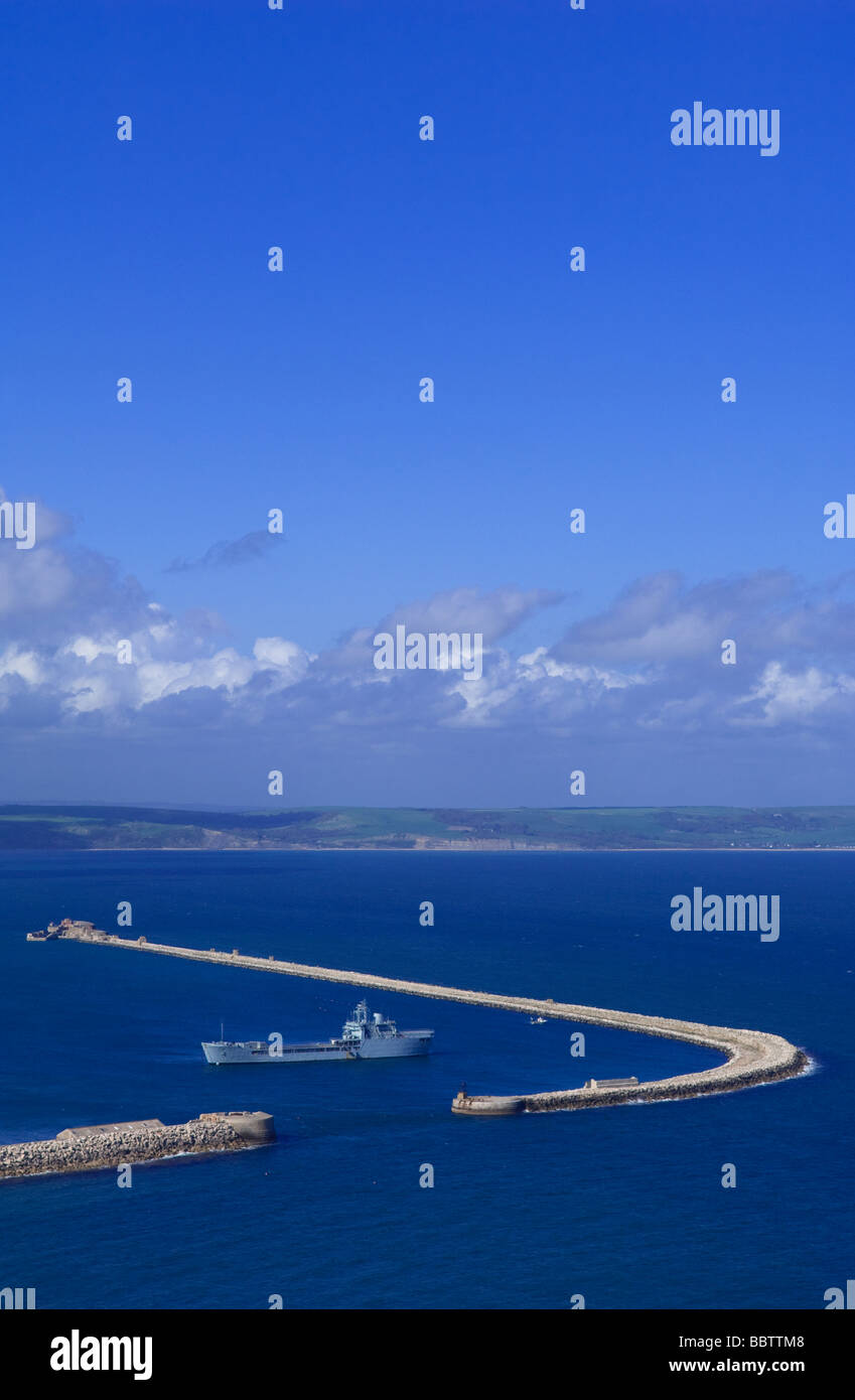 Aerial view of Portland Harbour on a beautiful sunny day taken from the ...