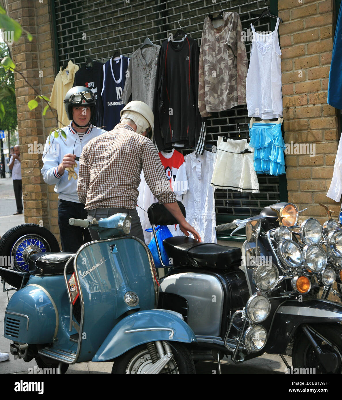 Mod style, Moped Brick Lane, Sunday Market, London UK 2009 Stock Photo ...