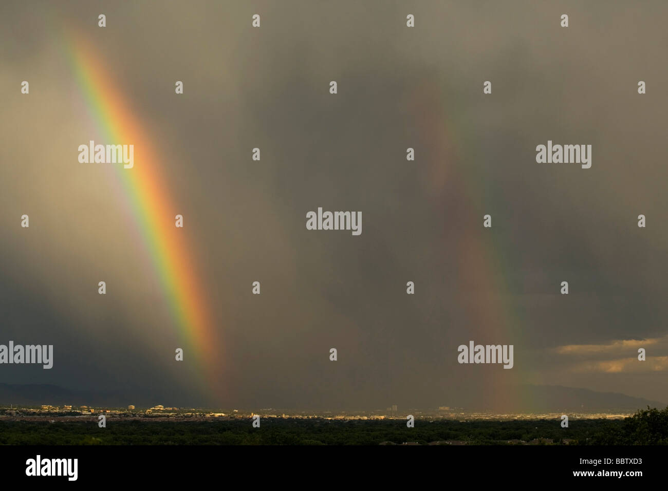 A double rainbow over the Sandia Mountains, Albuquerque, NM. July 1 ...
