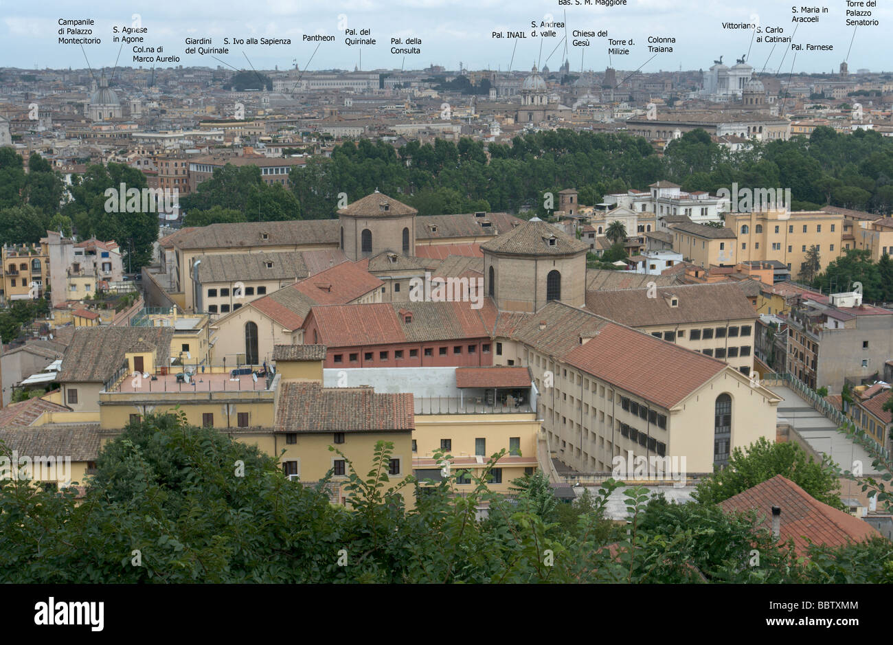 Panorama of Rome from the Janiculum hill (foreground: "Regina Coeli ...