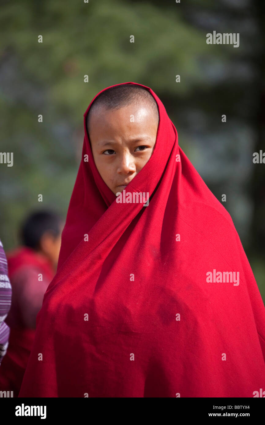 Young monks in red habit Thimphu monastery, Bhutan Stock Photo - Alamy