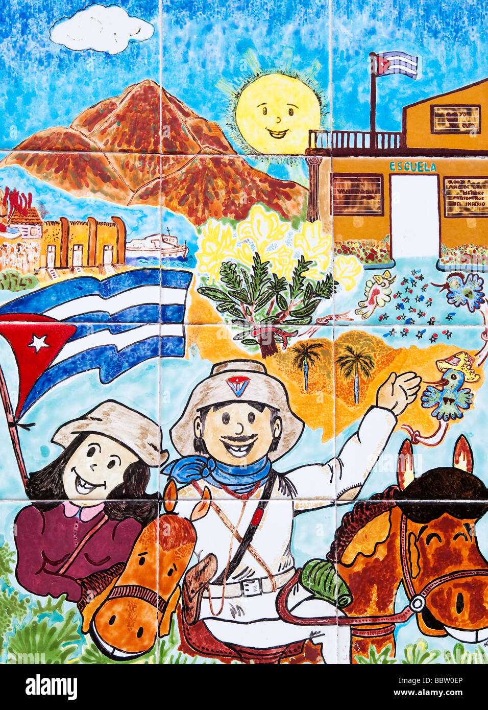 School mural in Havana, Cuba, Caribbean Stock Photo - Alamy