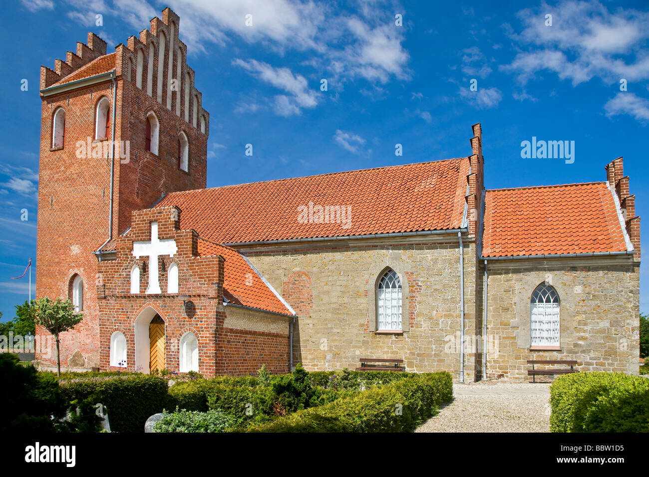 Typical east Danish church Stock Photo - Alamy