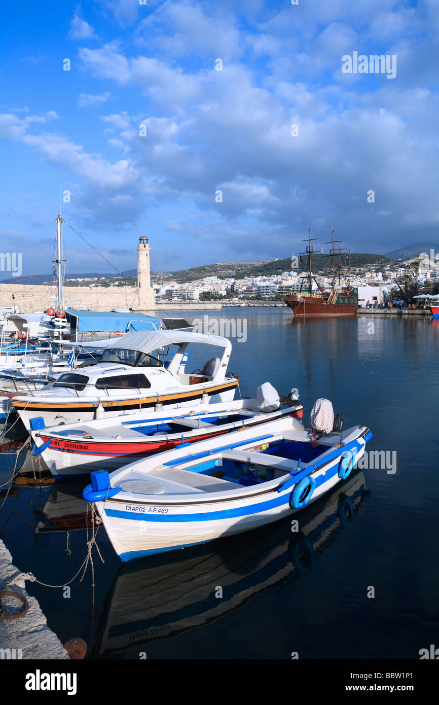 A view of the Venetian era harbour at Rethymnon on the north coast of ...
