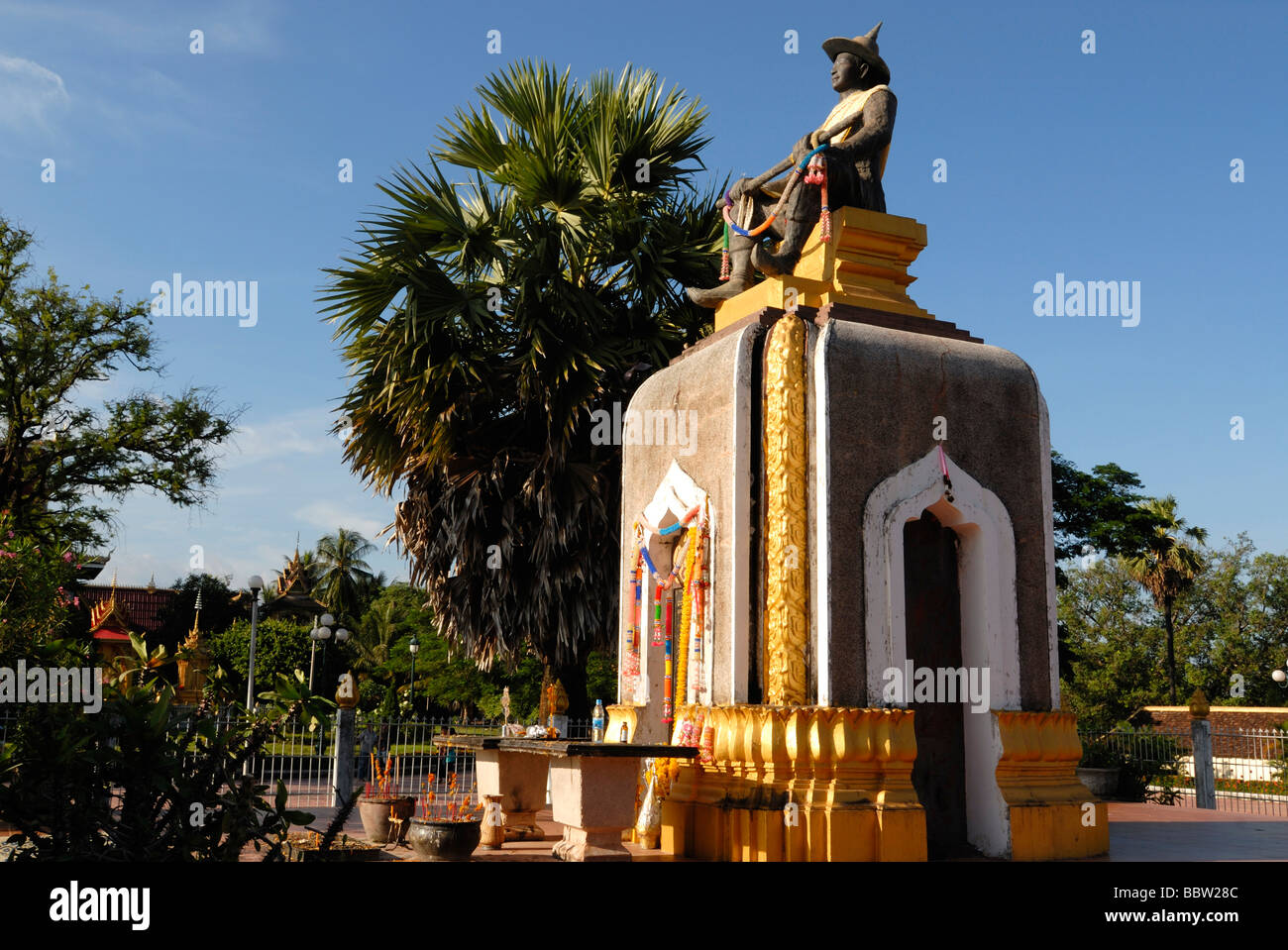 Statue of King Setthathirat, ruler from 1548-1571, at Pha That Luang ...
