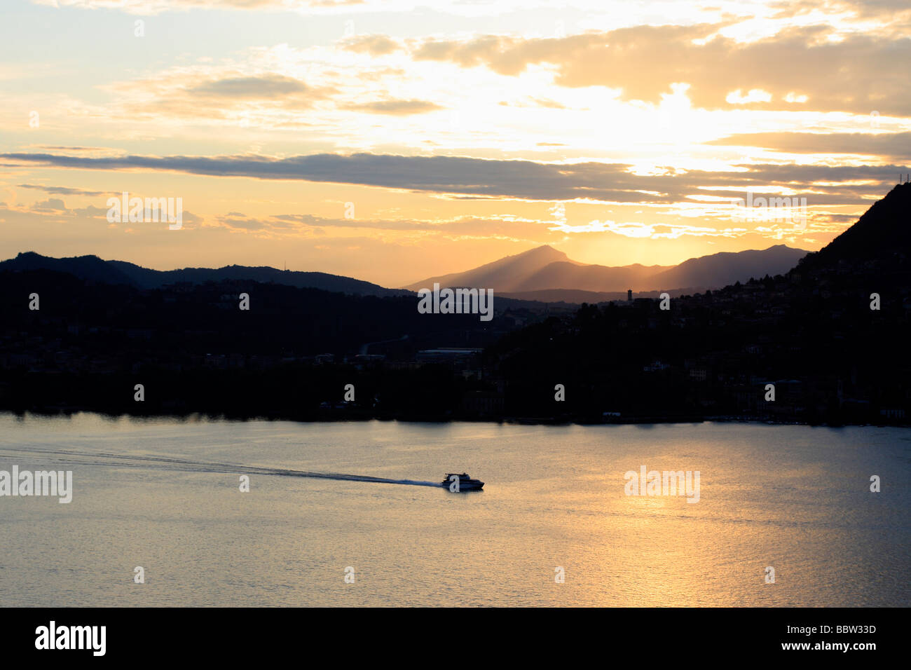 Sunset at Lake Como Italy Stock Photo - Alamy