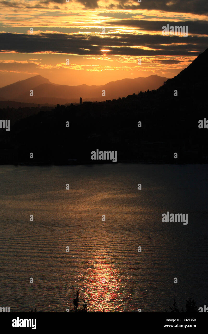 Sunset at Lake Como Italy Stock Photo - Alamy