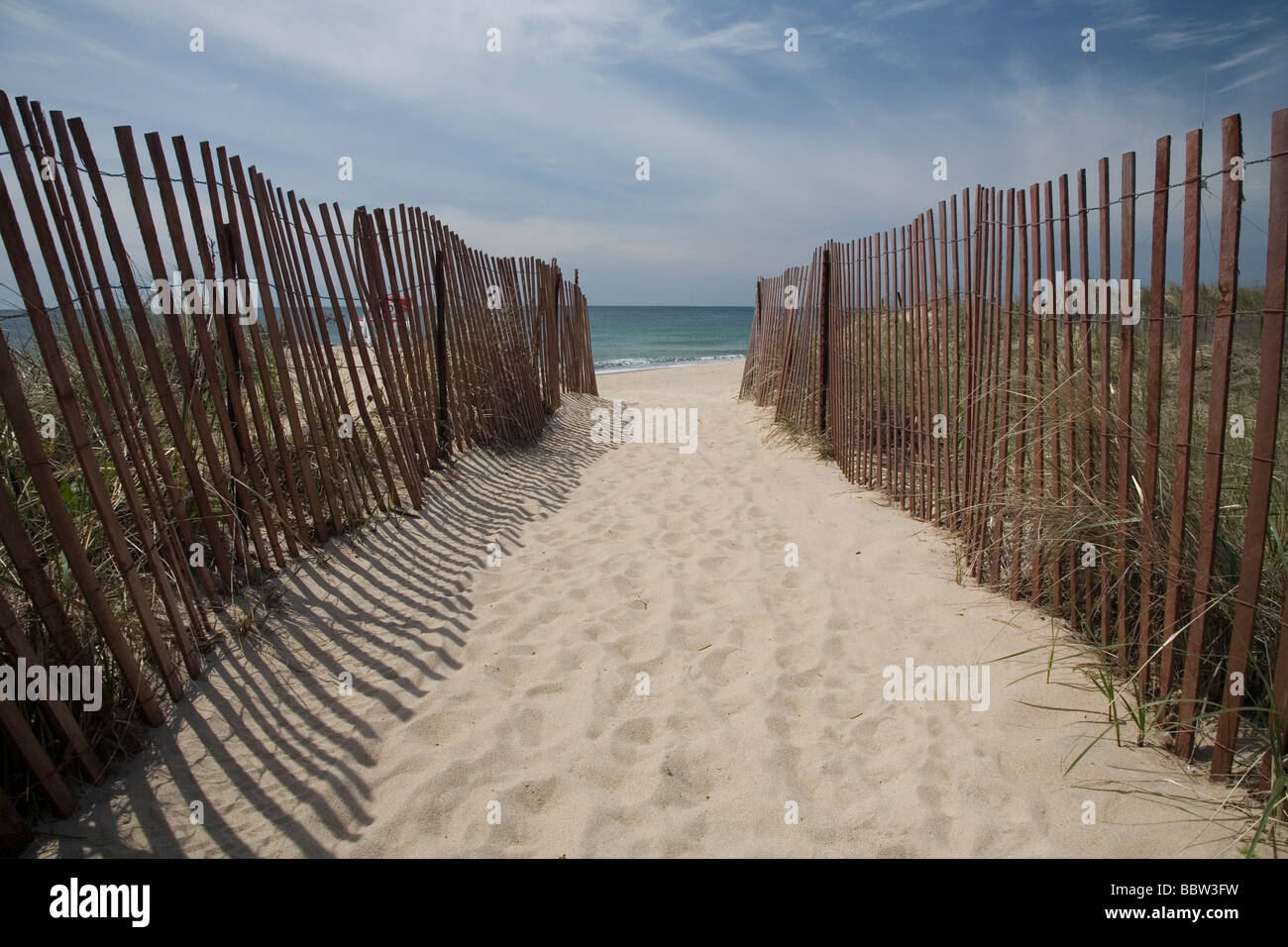 Beach photograph of a sandy path to the ocean Stock Photo - Alamy