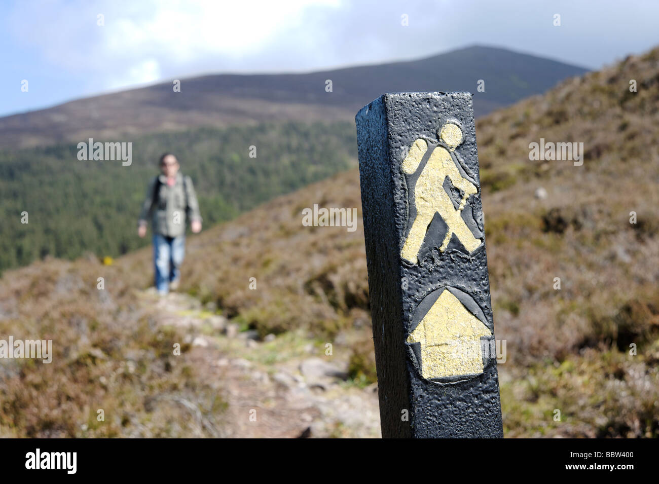 Hiking trail sign in the Vee valley region County Tipperary Republic of ...