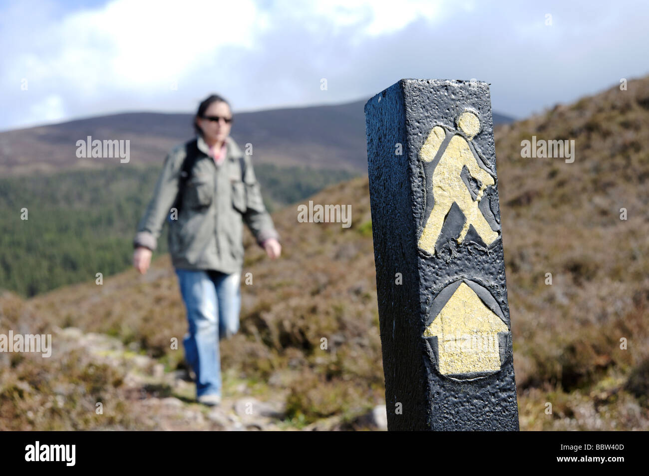 Hiking trail sign in the Vee valley region County Tipperary Republic of ...