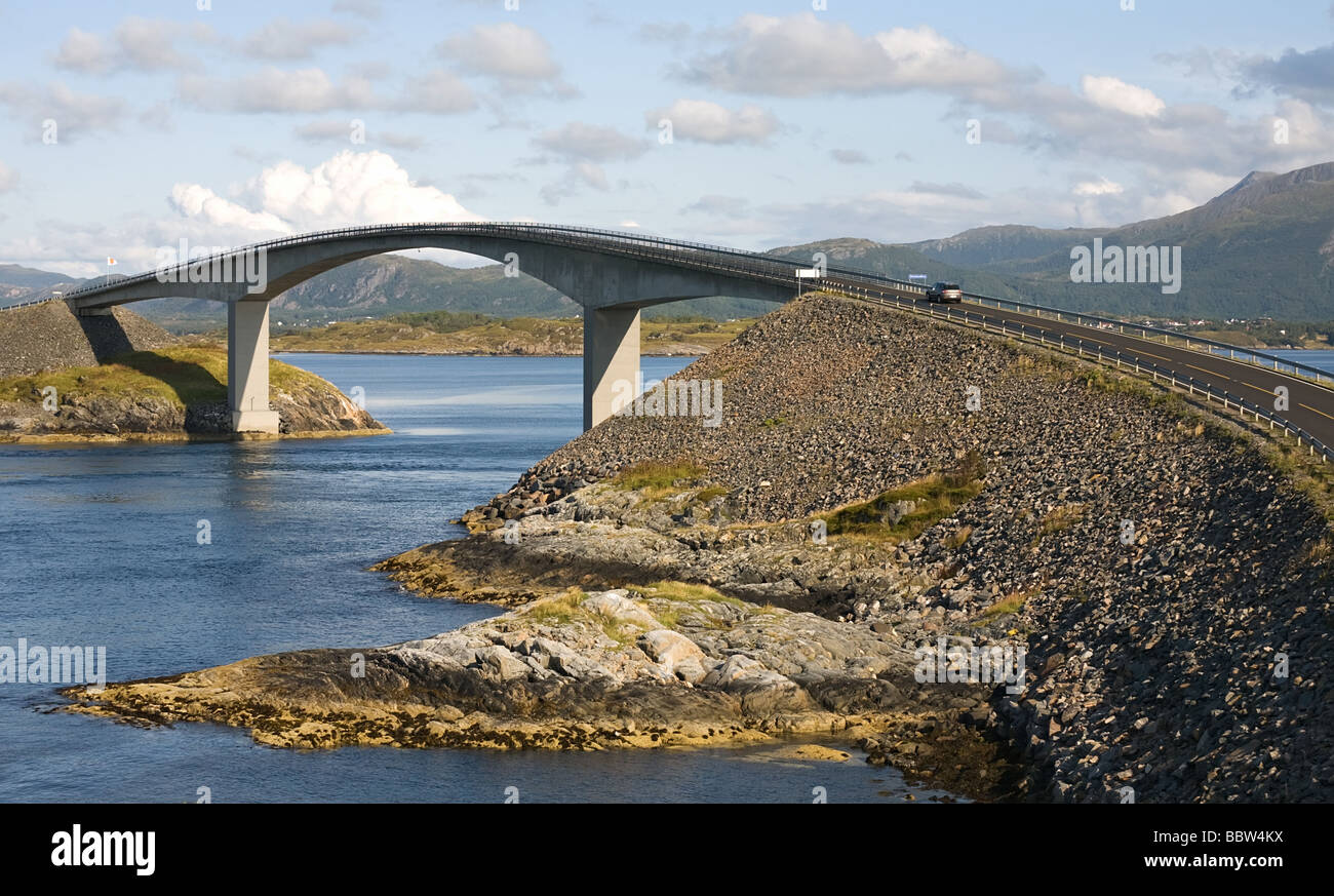 Concrete car bridge with asphalt road across river Stock Photo - Alamy