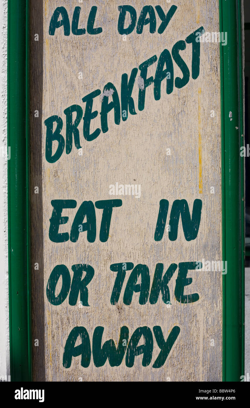 Takeaway breakfast sign peeling hi-res stock photography and images - Alamy