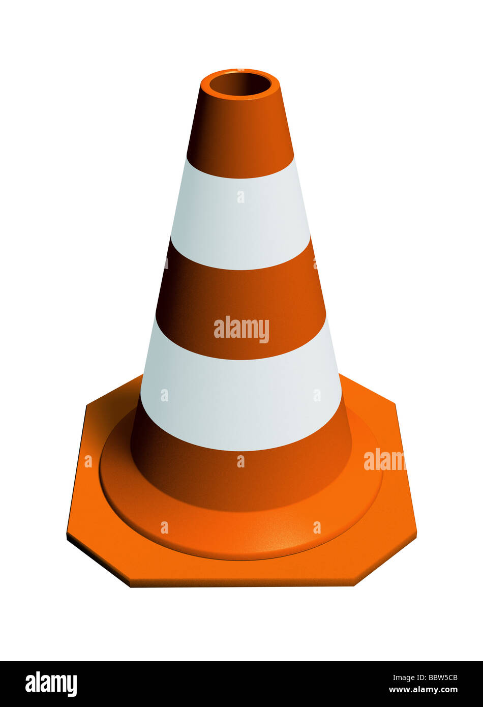 3D render of orange security cone white clipping path Stock Photo - Alamy