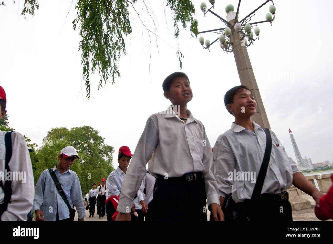 Students returning home after school in Pyongyang North Korea Stock ...