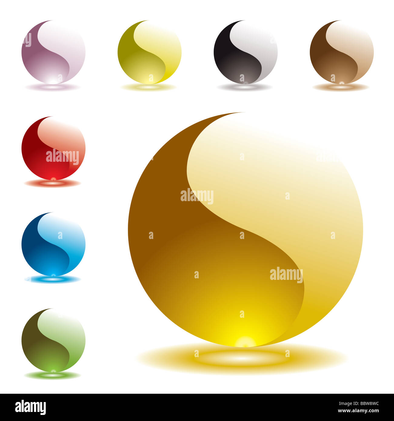 Collection of gel filled marbles with glowing shadow reflection Stock ...