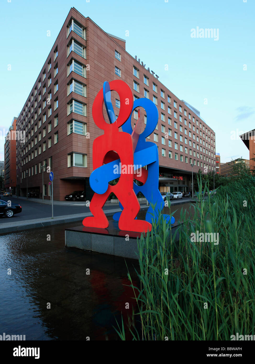 Germany Berlin Potsdamer Platz Hyatt Hotel statue decorative pool Stock ...