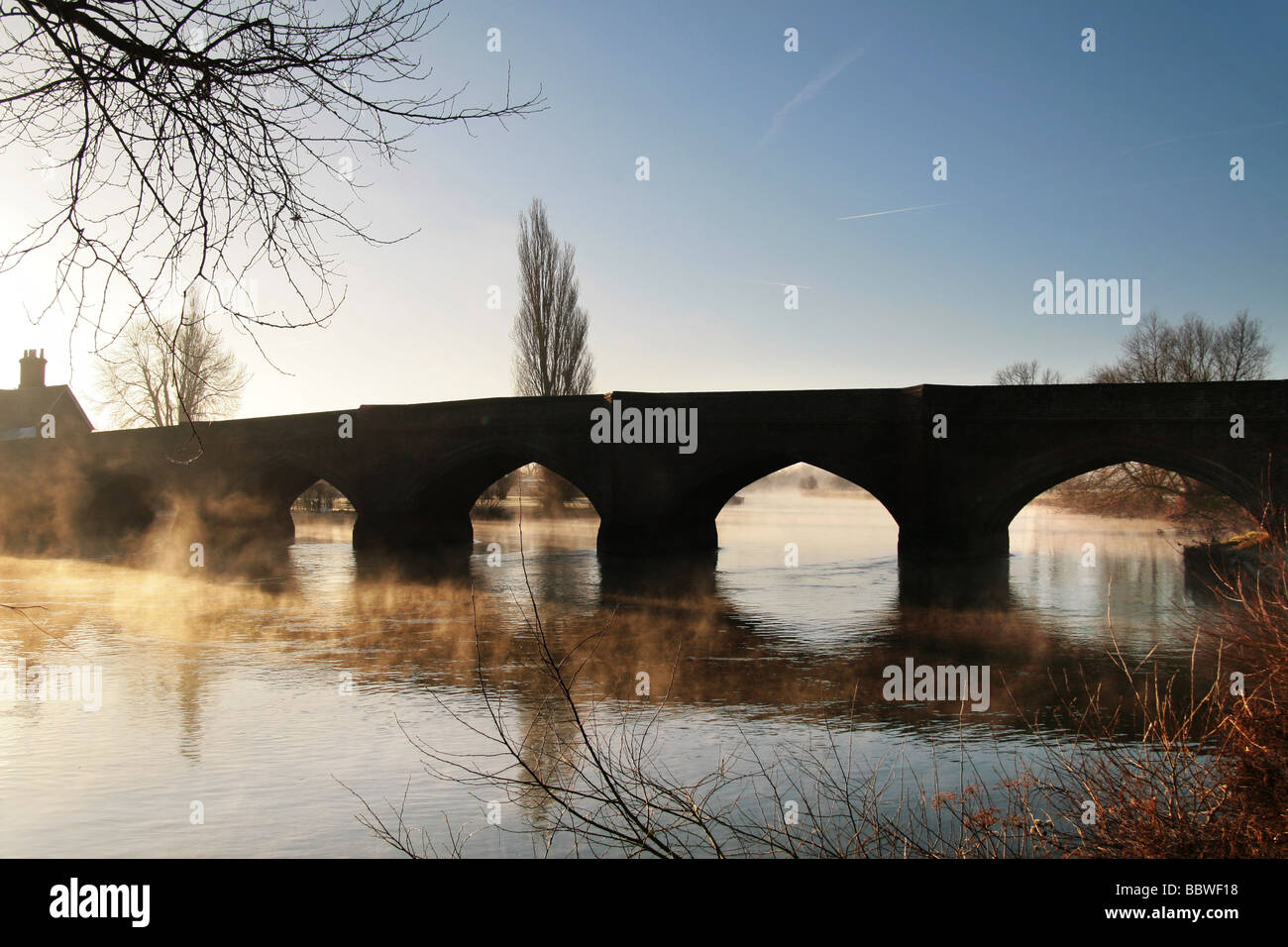 bridge in the mist Stock Photo - Alamy