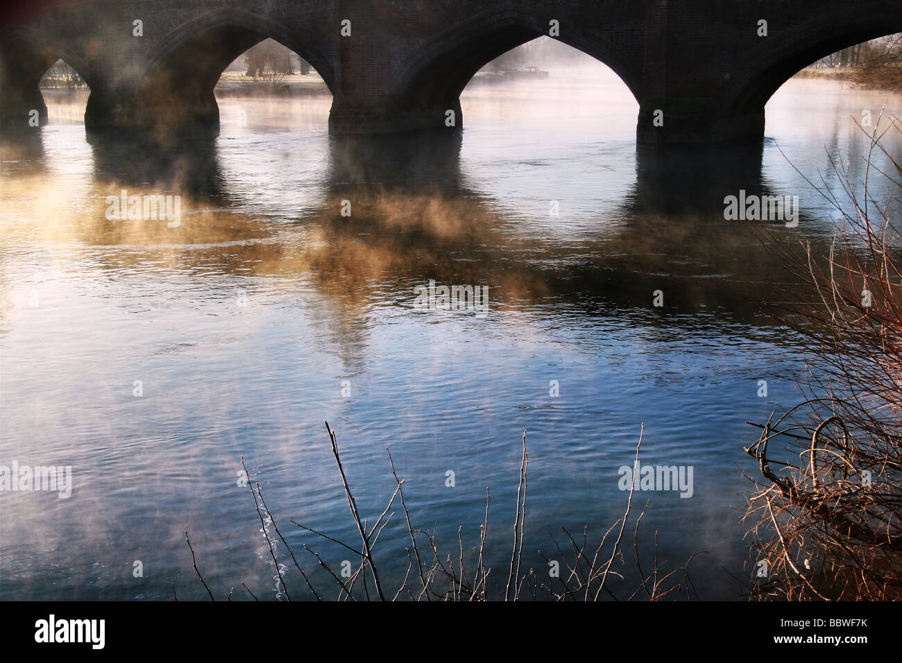 bridge in the mist Stock Photo - Alamy