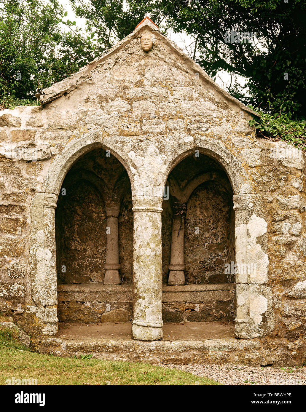 Saint Germoe's Chair, Germoe Cornwall. In ground of the church ...