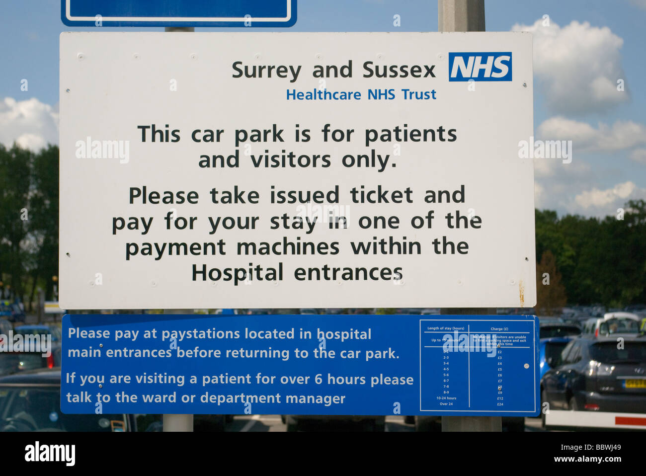 Public Car Park Sign East Surrey NHS Hospital Redhill Surrey Stock ...