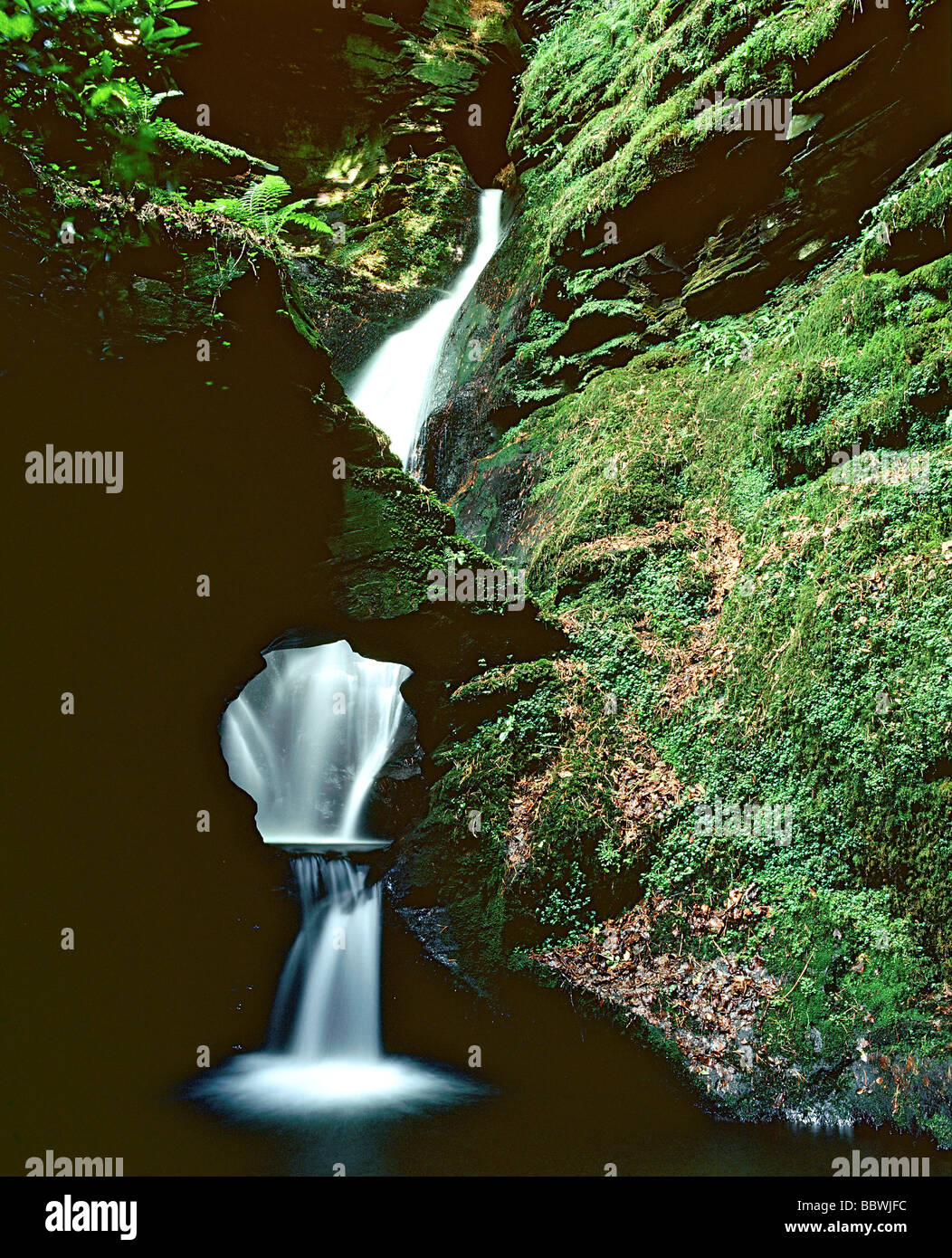 St Nectans Waterfall Nr Boscastle Cornwall Uk 1993 1990s UK HOMER SYKES ...