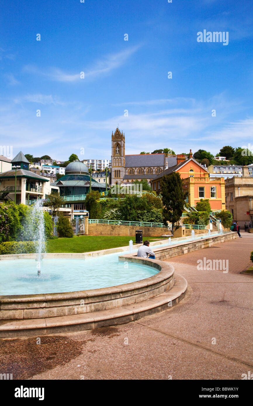 Fountain and Town Centre Torquay Devon England Stock Photo - Alamy