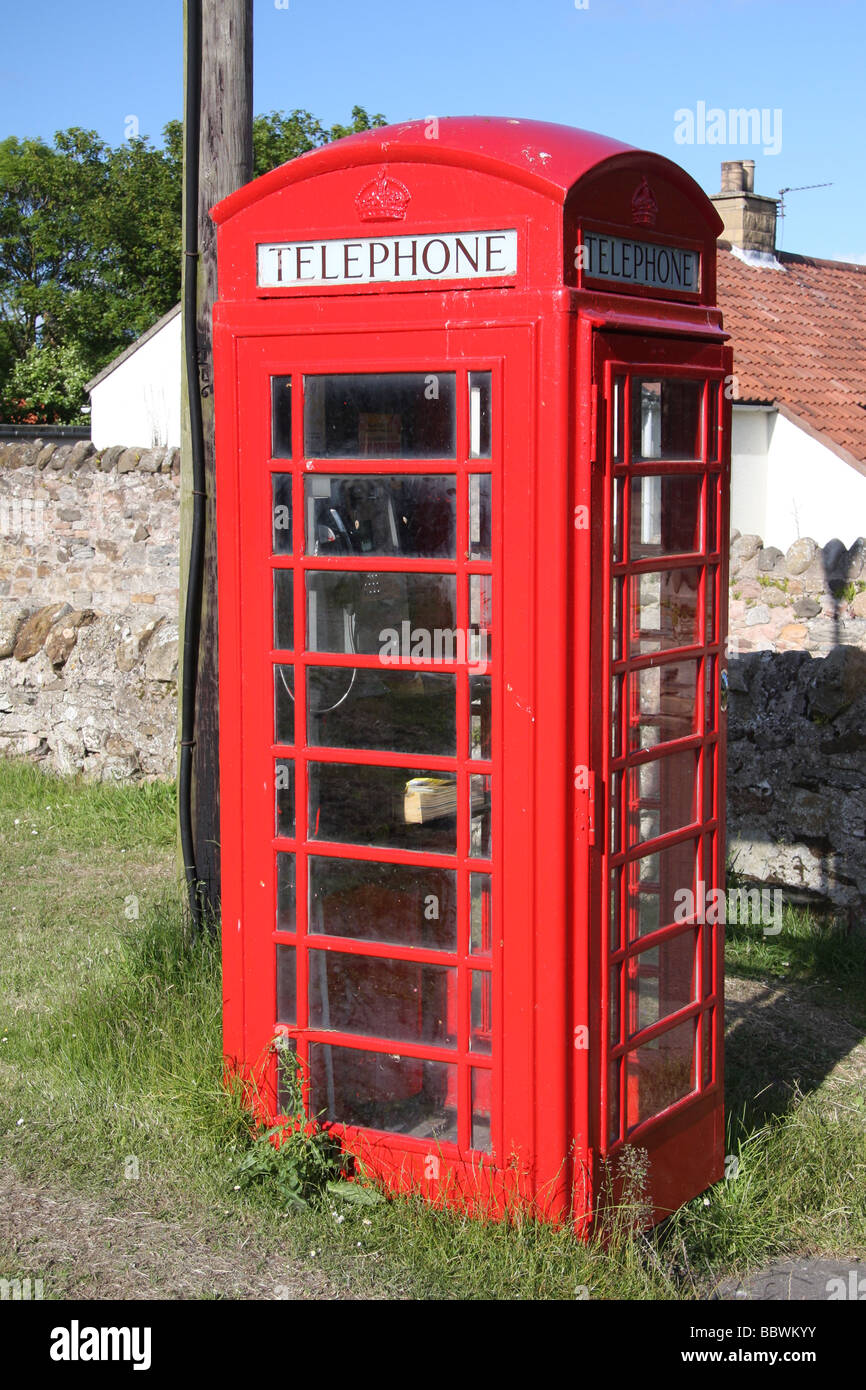 Red telephone box on Holy Island, Northumberland, UK Stock Photo - Alamy