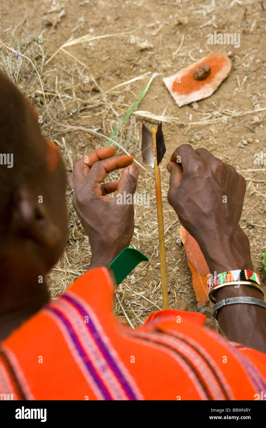 Maasai warrior making arrow - Maji Moto Maasai Village - near Narok ...