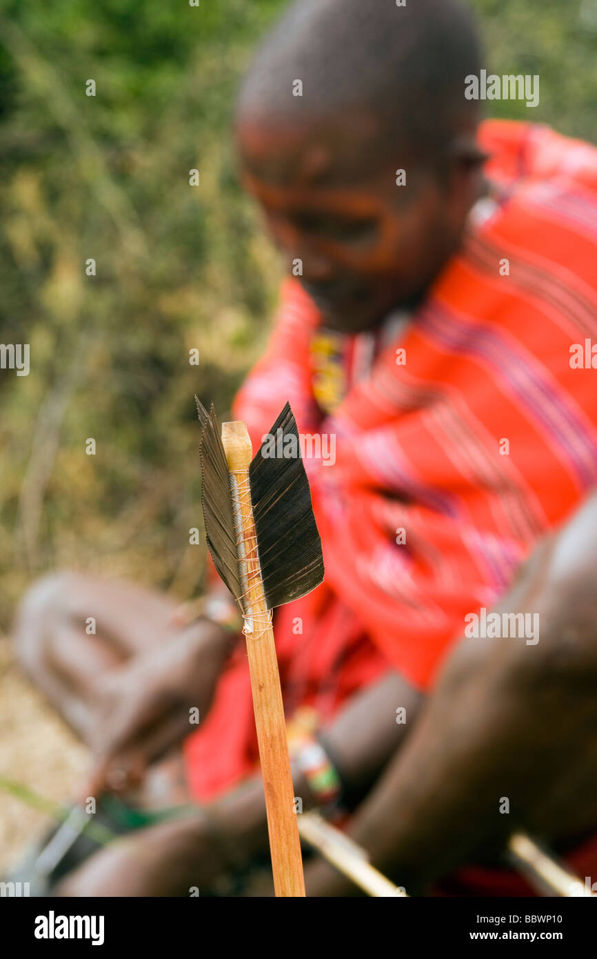 Maasai warrior making arrow - Maji Moto Maasai Village - near Narok ...