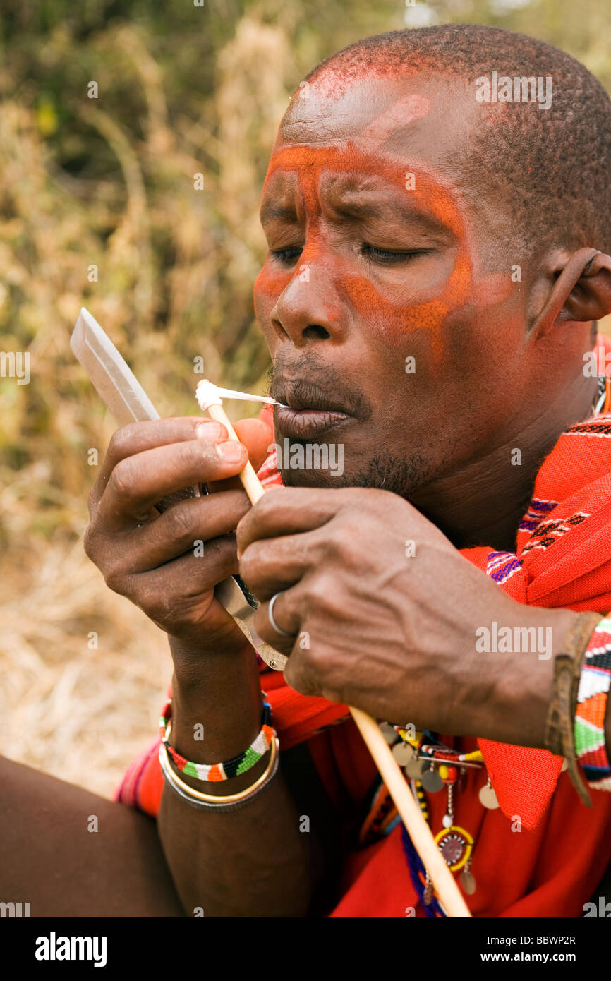Maasai warrior making arrow - Maji Moto Maasai Village - near Narok ...
