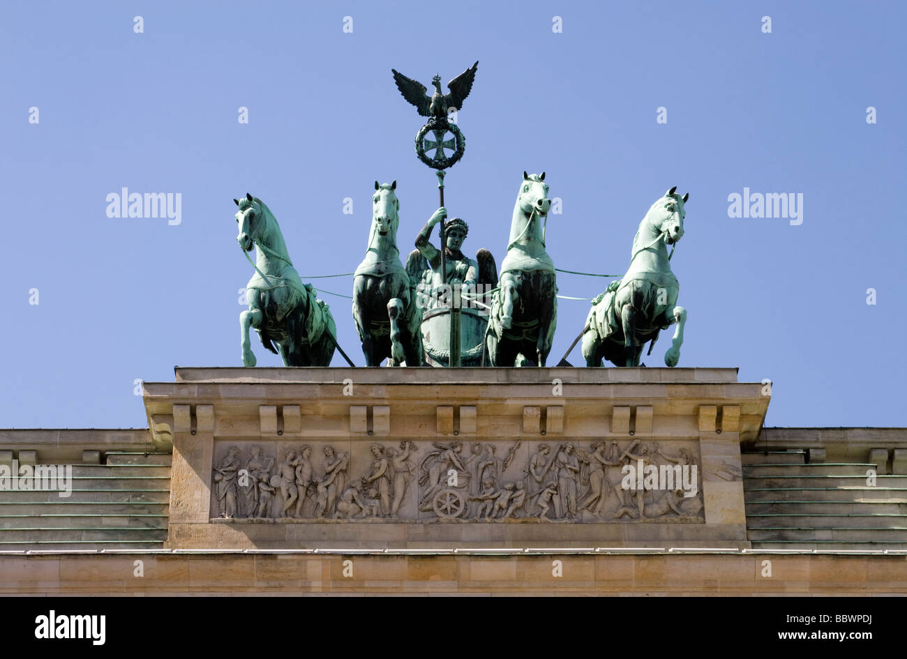 The Quadriga, a chariot drawn by four horses driven by Victoria, the ...