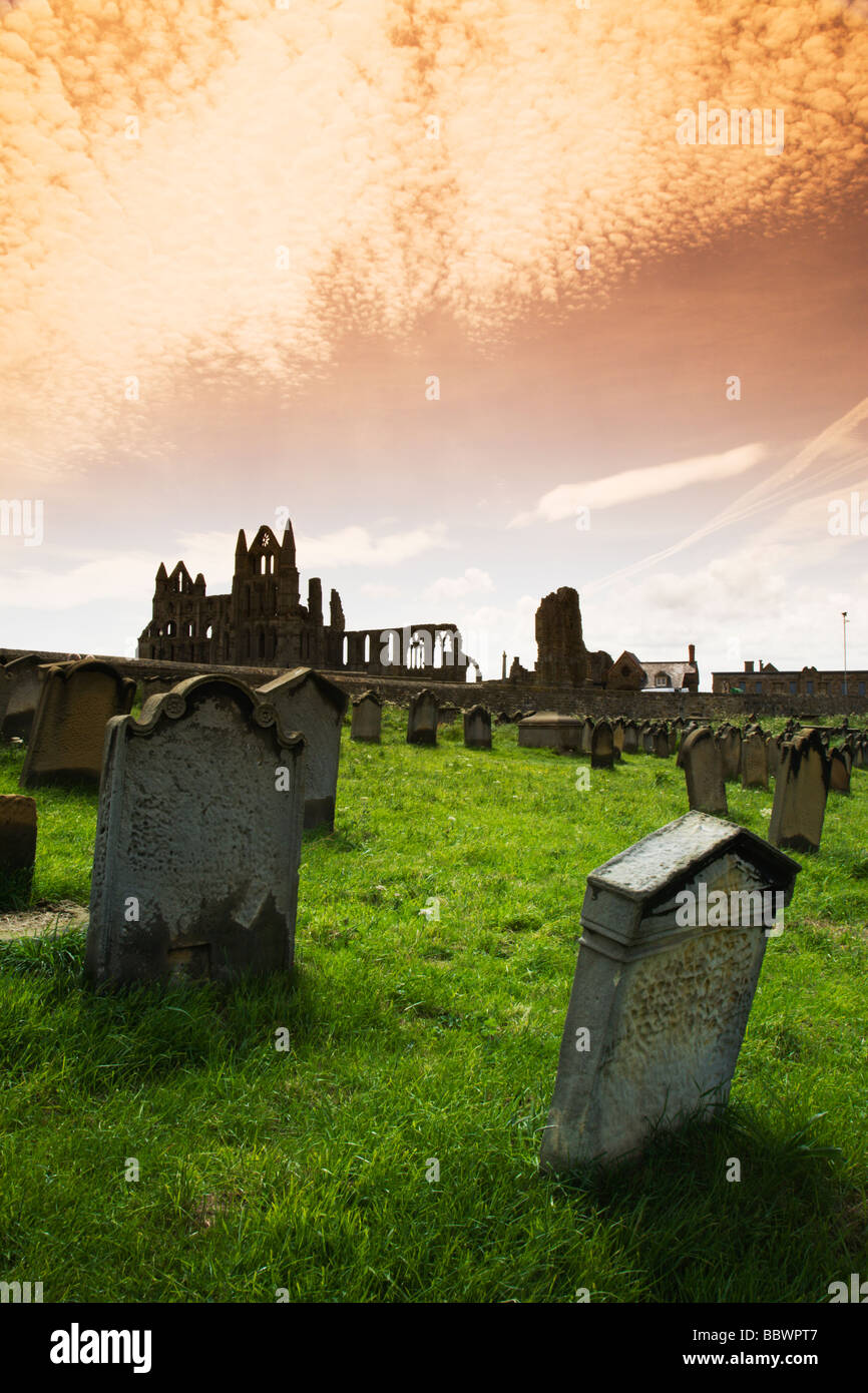 Whitby abbey graveyard gravestones hi-res stock photography and images ...