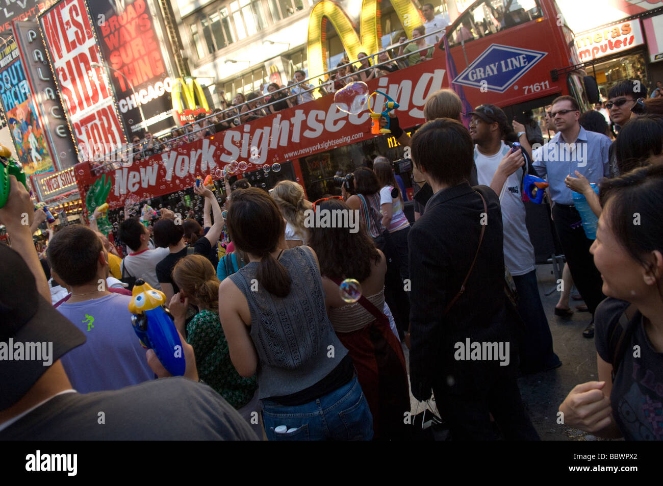 Hundreds of people gather in Times Square in New York to launch ...
