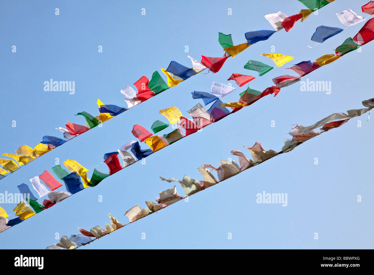 Colourful prayer flags Stock Photo - Alamy