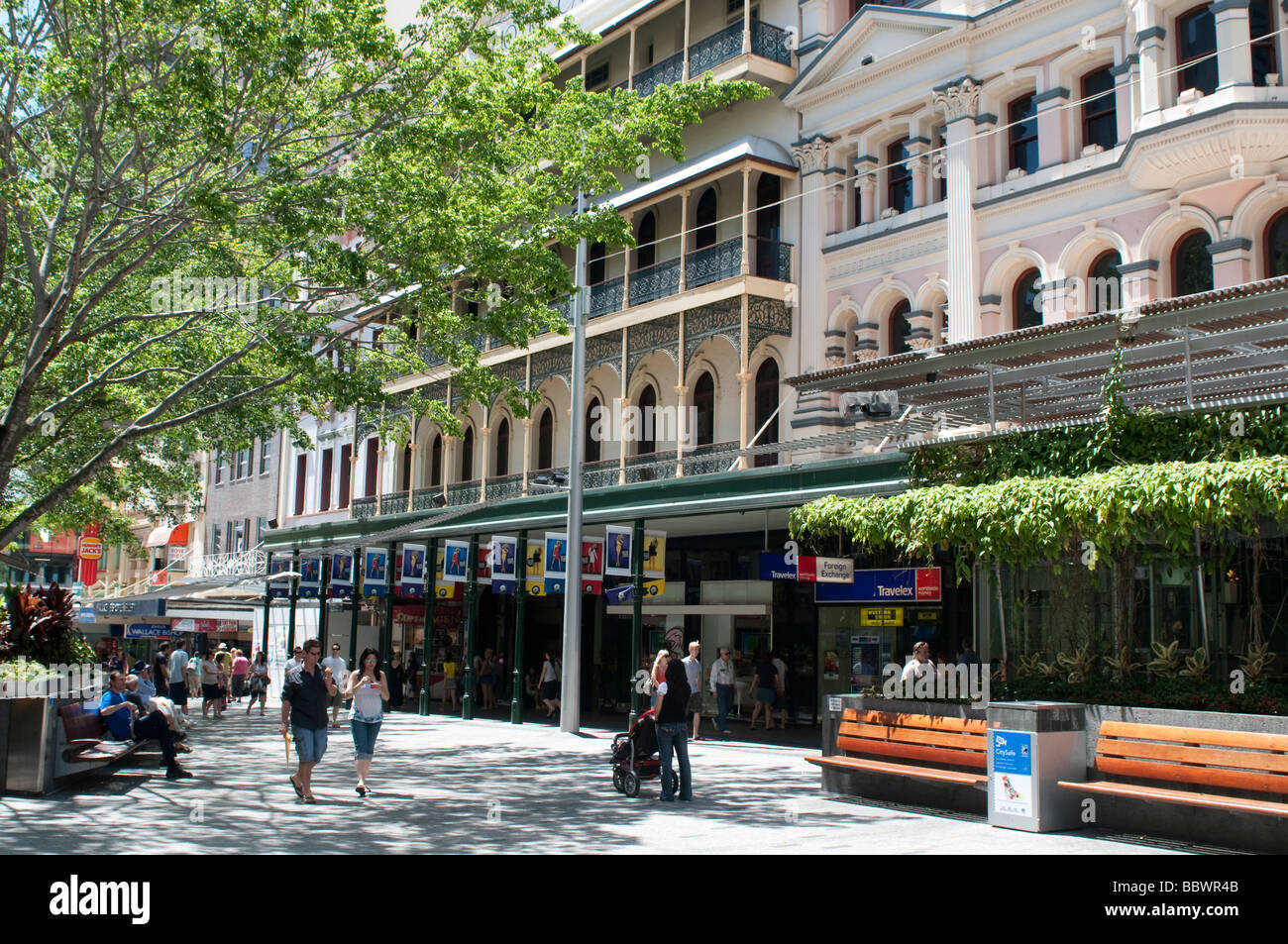 People and buildings on Queen Street Brisbane Australia Stock Photo - Alamy
