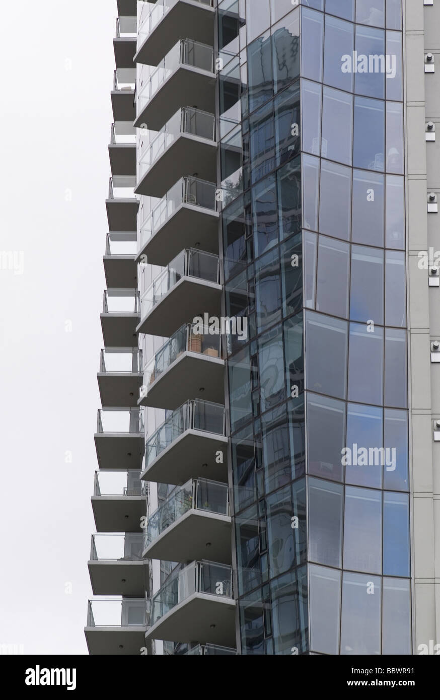 Exterior of high rise apartment building in Vancouver, British Columbia ...