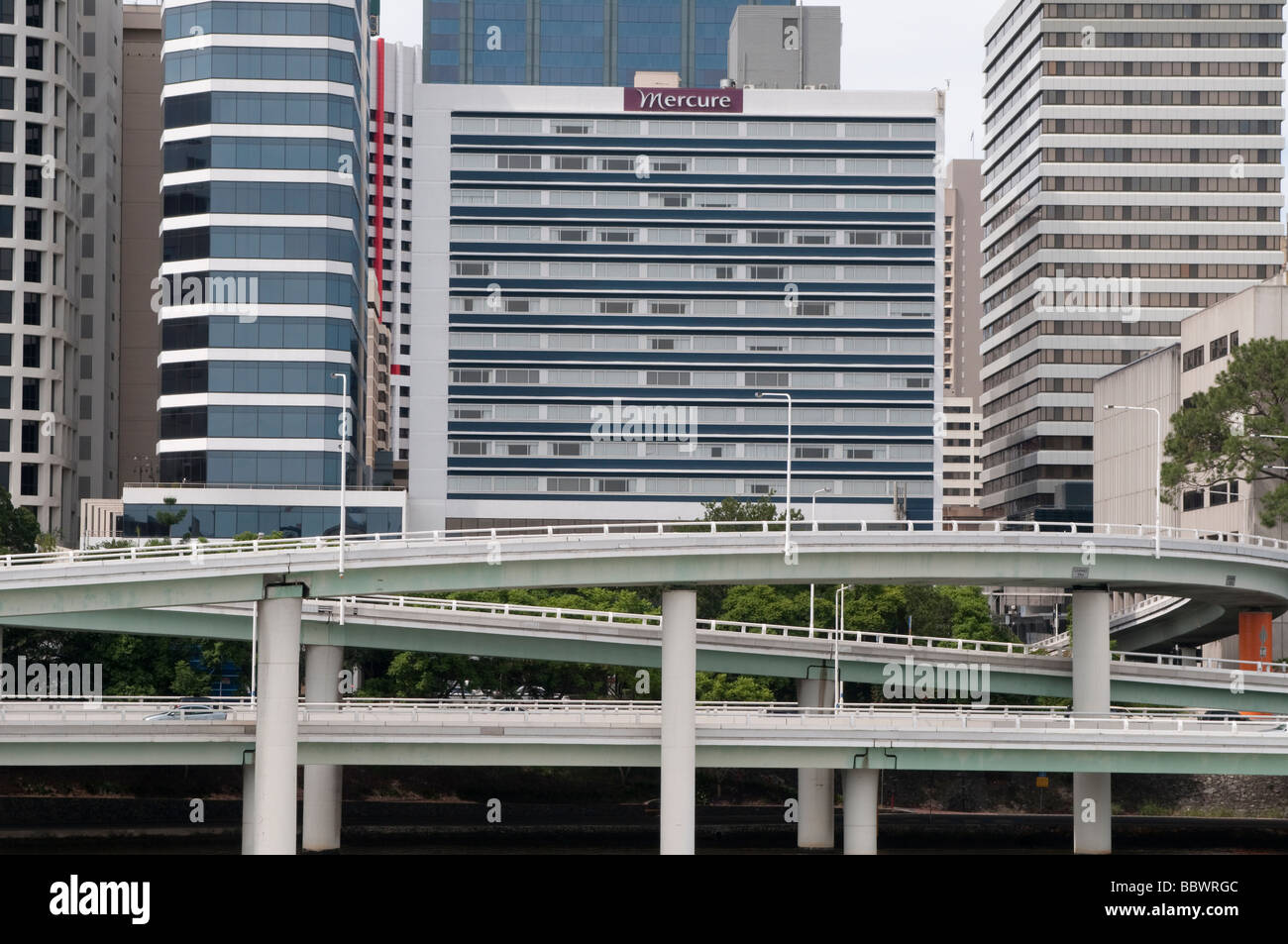 Riverside Expressway and modern high rise buildings Brisbane Australia ...