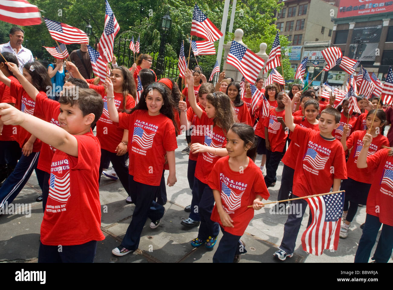 Students from PS MS 164Q school march in the annual Flag Day Parade in ...