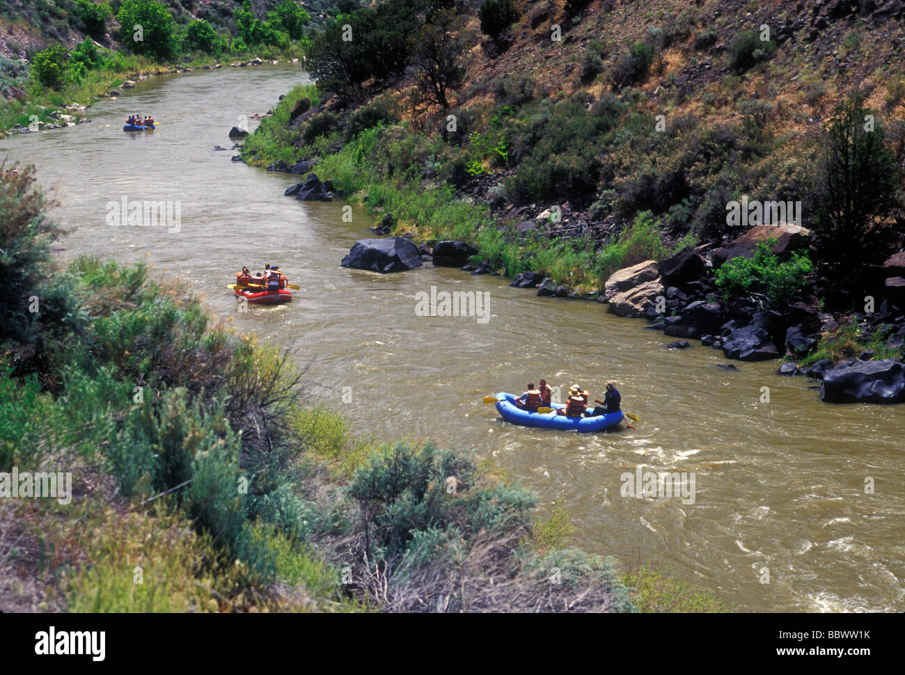 tourists, river rafter, river rafters, river rafting, Rio Grande, near ...