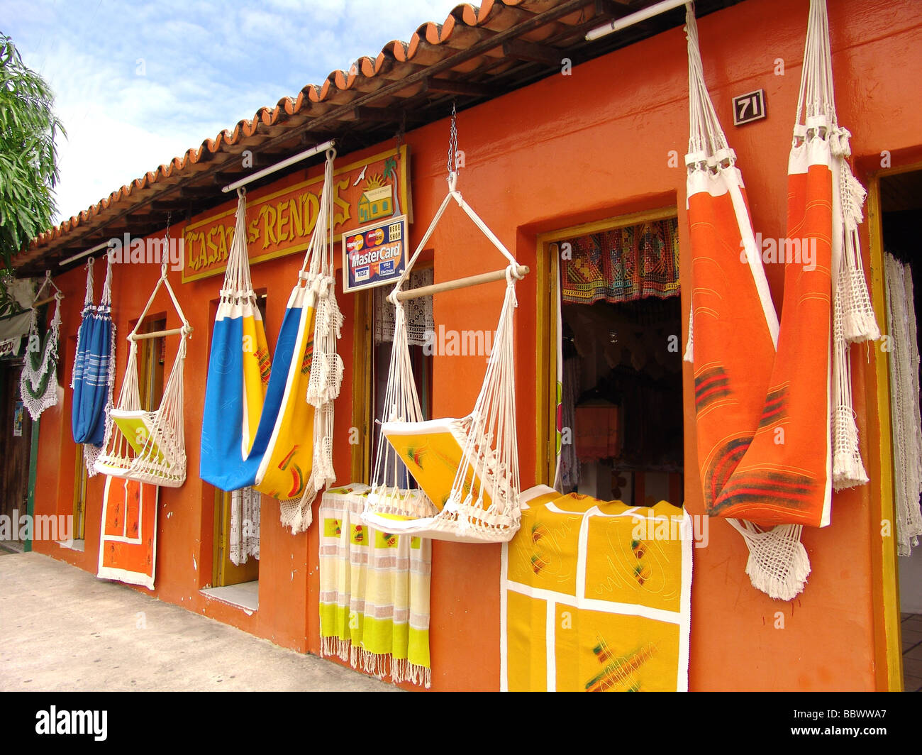 a commercial house of hammocks in bahia Stock Photo - Alamy