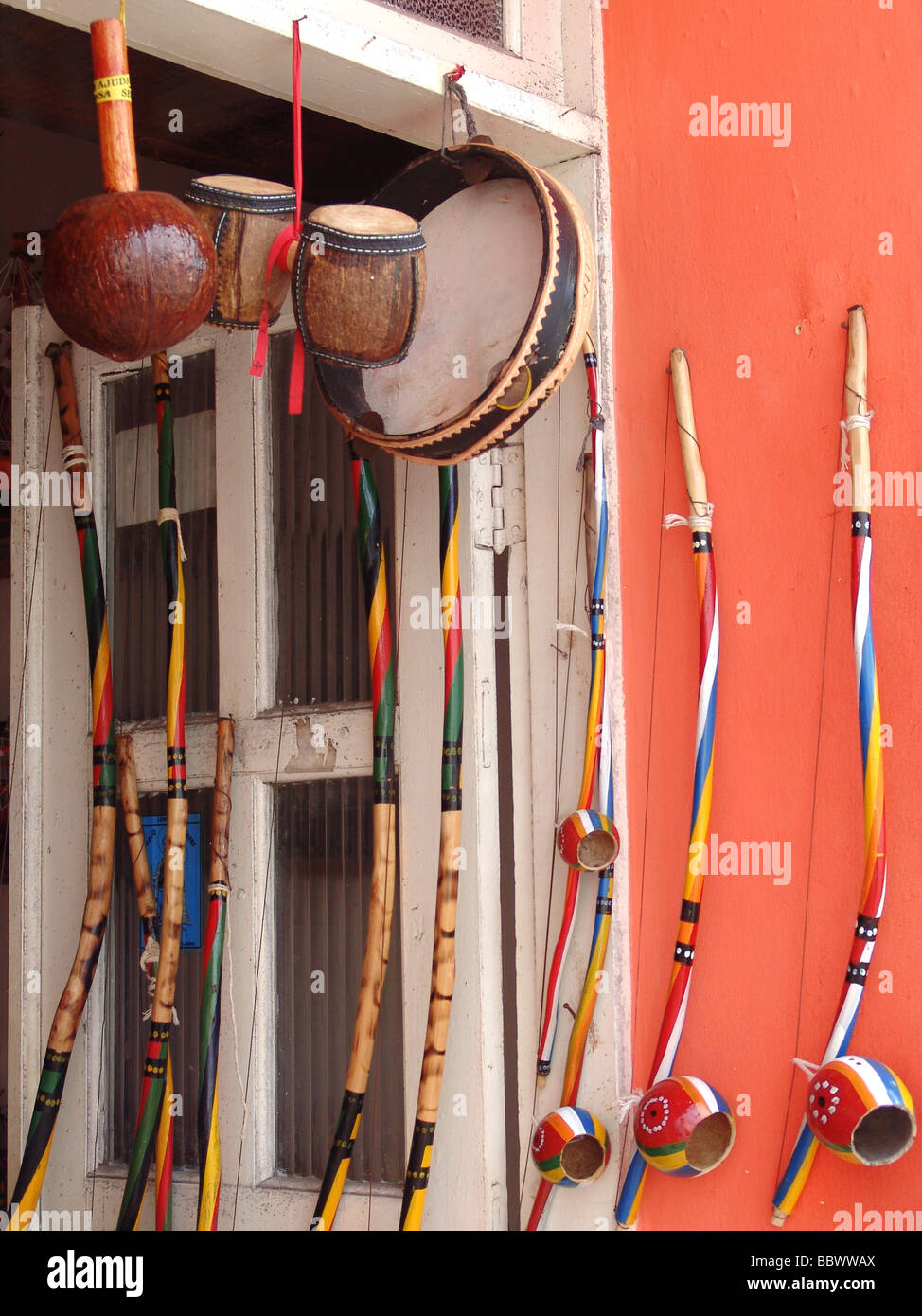 tipical traditional berimbaus musical instruments at bahia brazil Stock ...