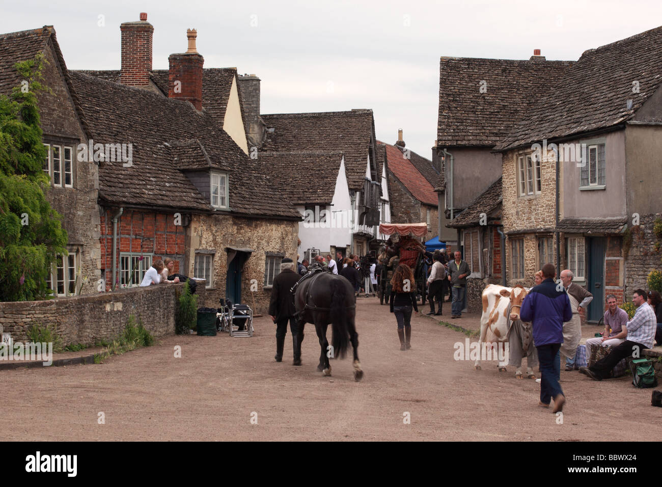 Filming of the BBC serial Cranford in Lacock, Wiltshire, England, UK ...